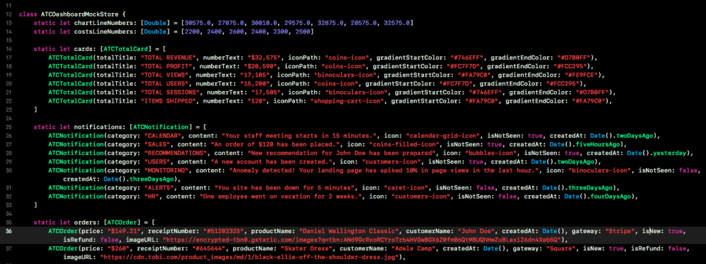 Dashboard iOS App Template in Swift - Download Source Code